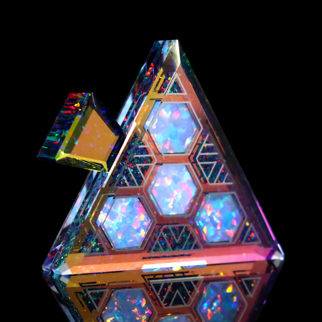 Silver Sunset Socketed Hexagon Opal Triangle Pendant – KravinGlass