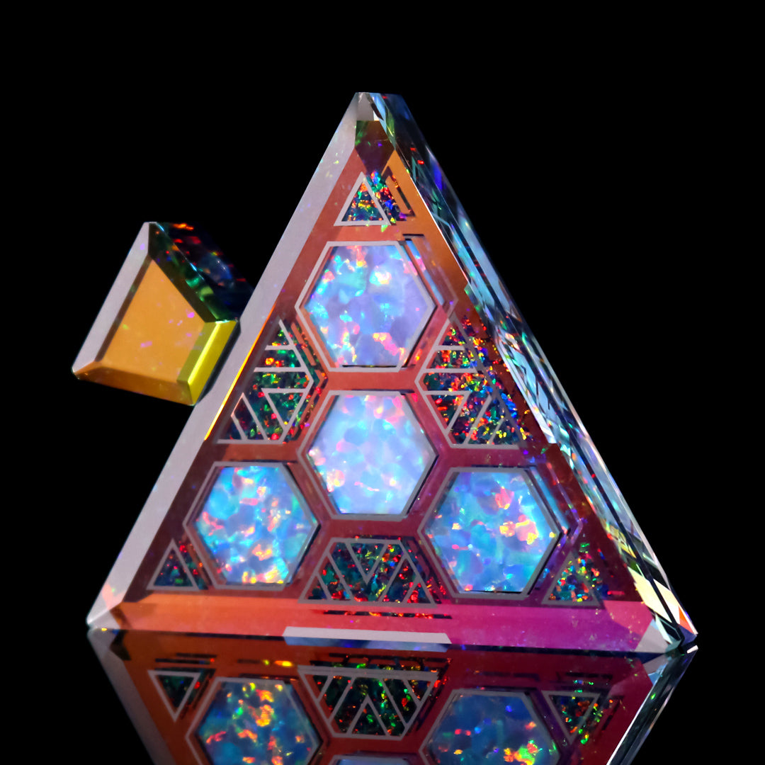 Silver Sunset Socketed Hexagon Opal Triangle Pendant – KravinGlass