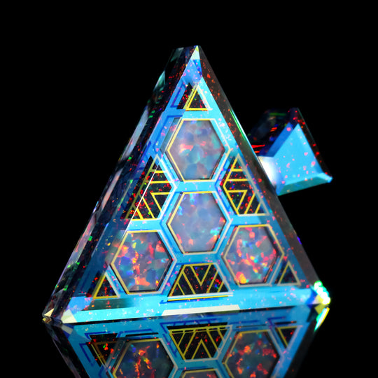 Silver Sunset Socketed Hexagon Opal Triangle Pendant – KravinGlass