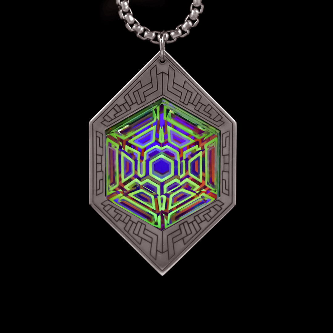 Silver UV Hexagon Opal Pendant – KravinGlass